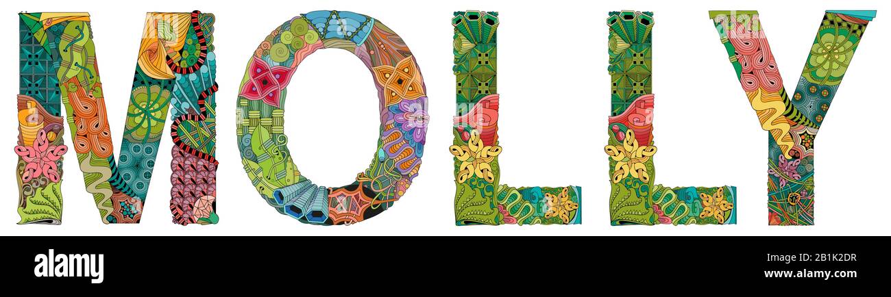 Female name Molly. Vector decorative zentangle object Stock Vector ...