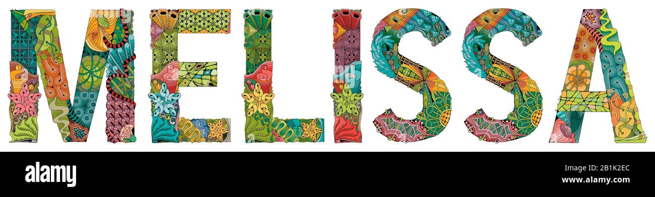 Female name Melissa. Vector decorative zentangle object Stock Vector ...