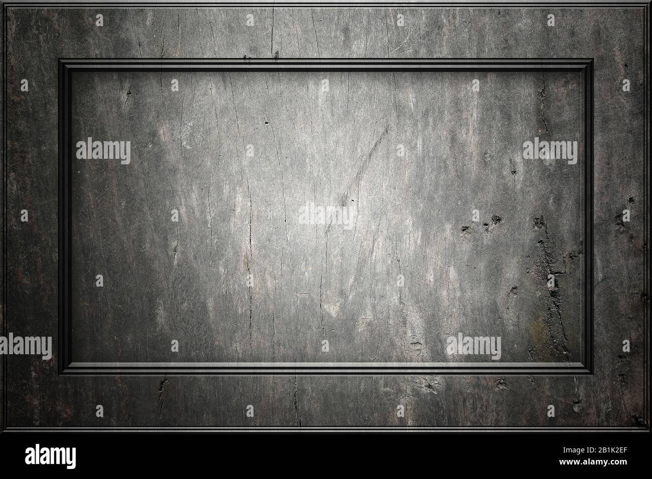 gray wood plate and frame for background and texture. 3d illustration ...