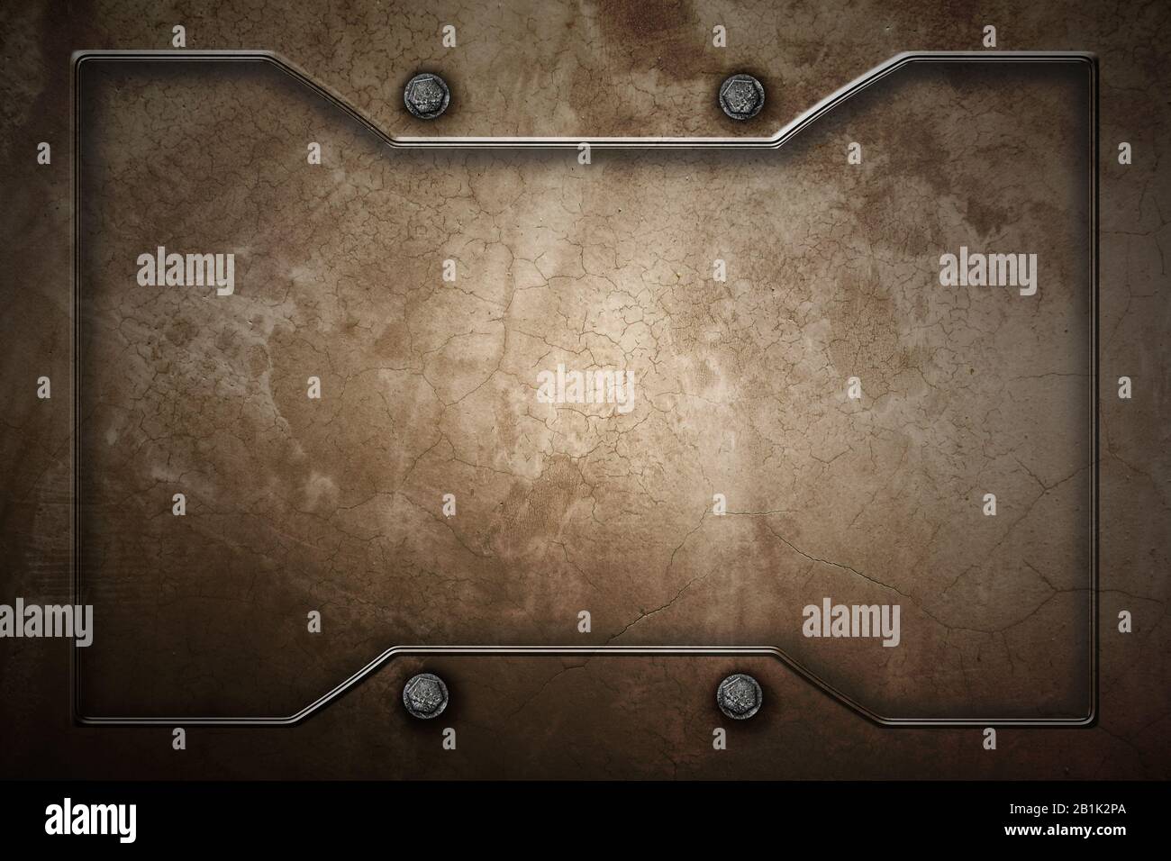 copper metal or concrete wall with metal frame for background and ...