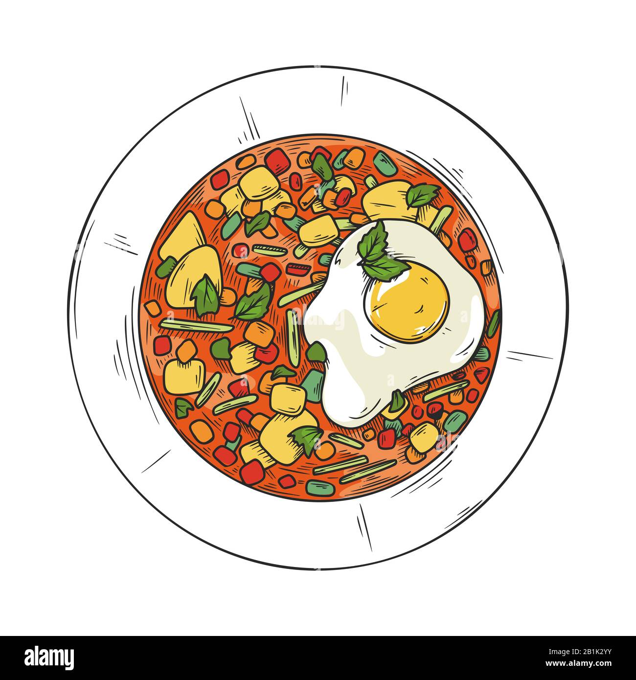 Italian cuisine soup. Plate with soup isolated on a white background ...