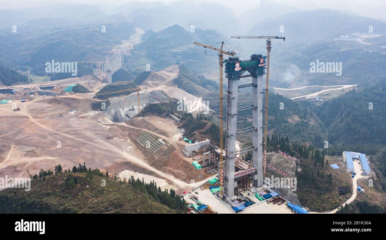 (200226) -- KAIYANG, Feb. 26, 2020 (Xinhua) -- Aerial photo shows the ...