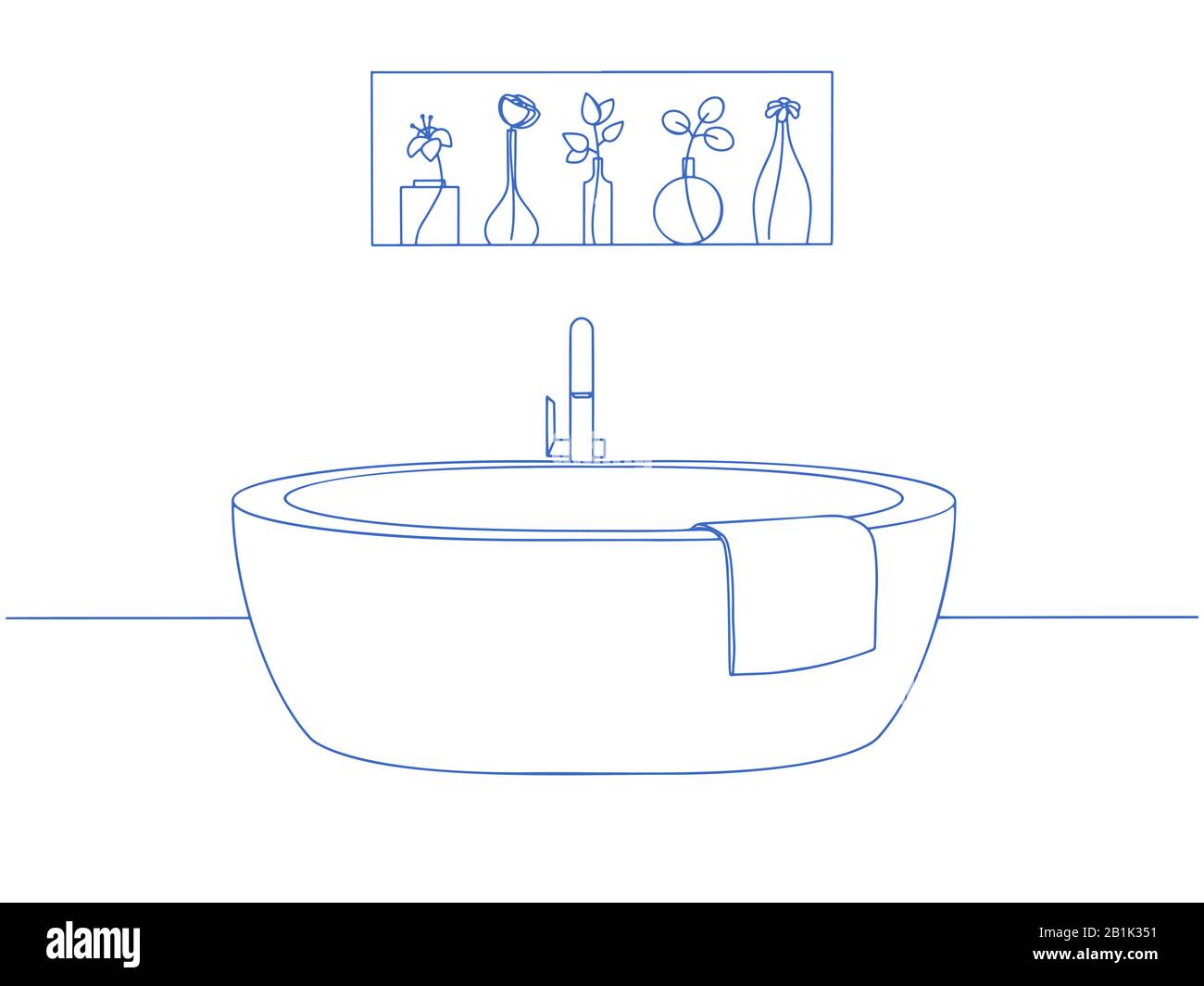 Hand drawn bathroom interior. Sketch bathtubs and other bathroom items ...