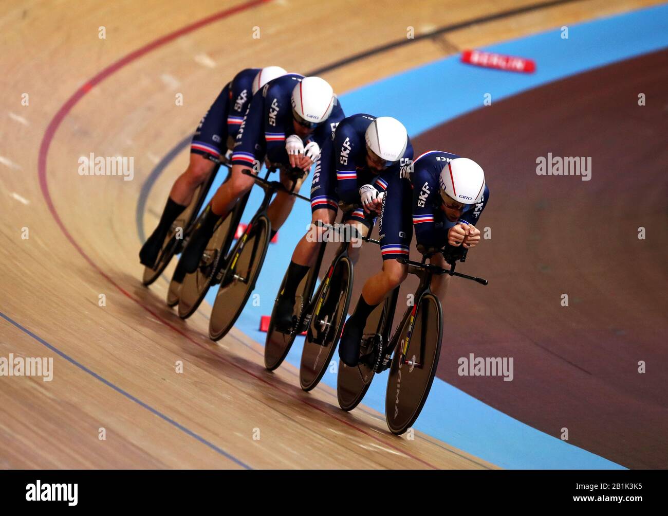 France's Thomas Benjamin leads his team in the Men's Team Pursuit ...