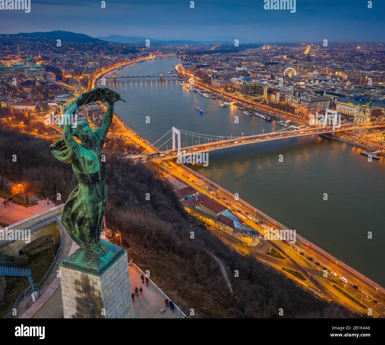 Budapest, Hungary - Aerial panoramic view of Budapest from above, with ...