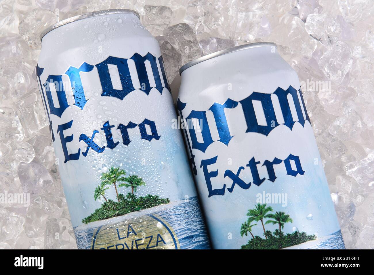 IRVINE, CALIFORNIA - MARCH 21, 2018: A 24 ounce can of Corona Extra on ...