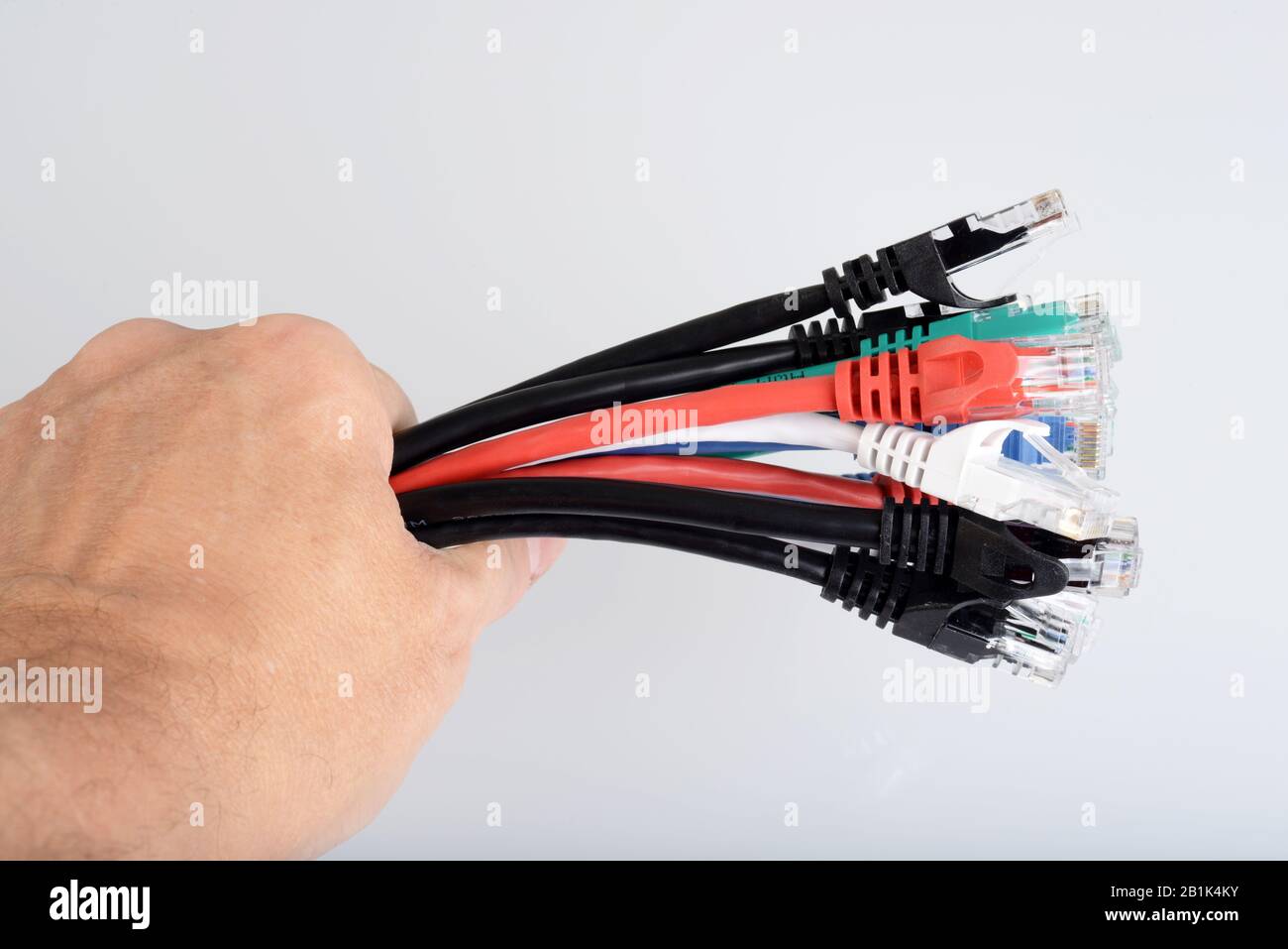 Hand holding ethernet network cables connectors Stock Photo - Alamy
