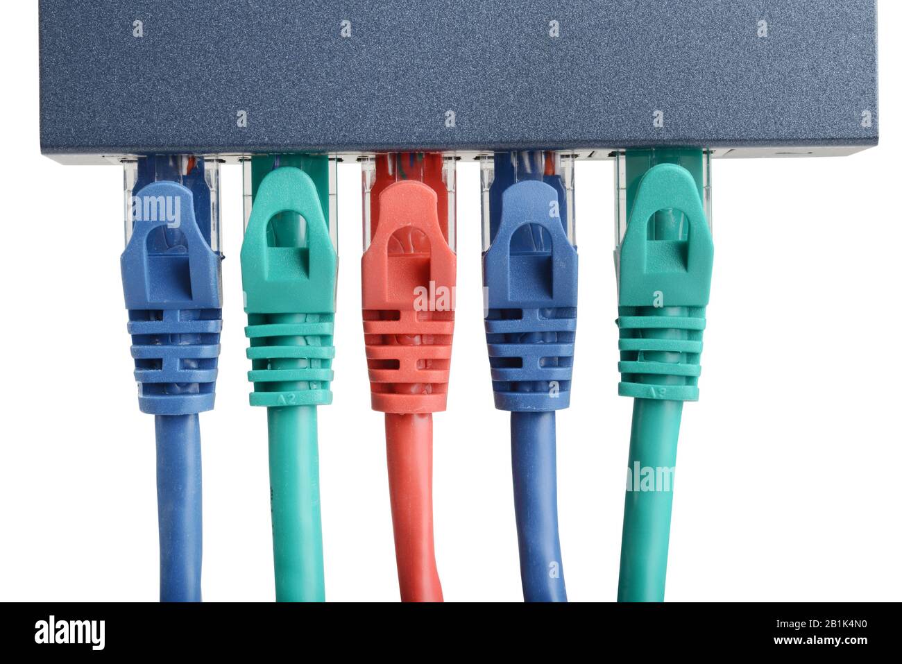 isolated 5 port ethernet network switch with cables Stock Photo - Alamy