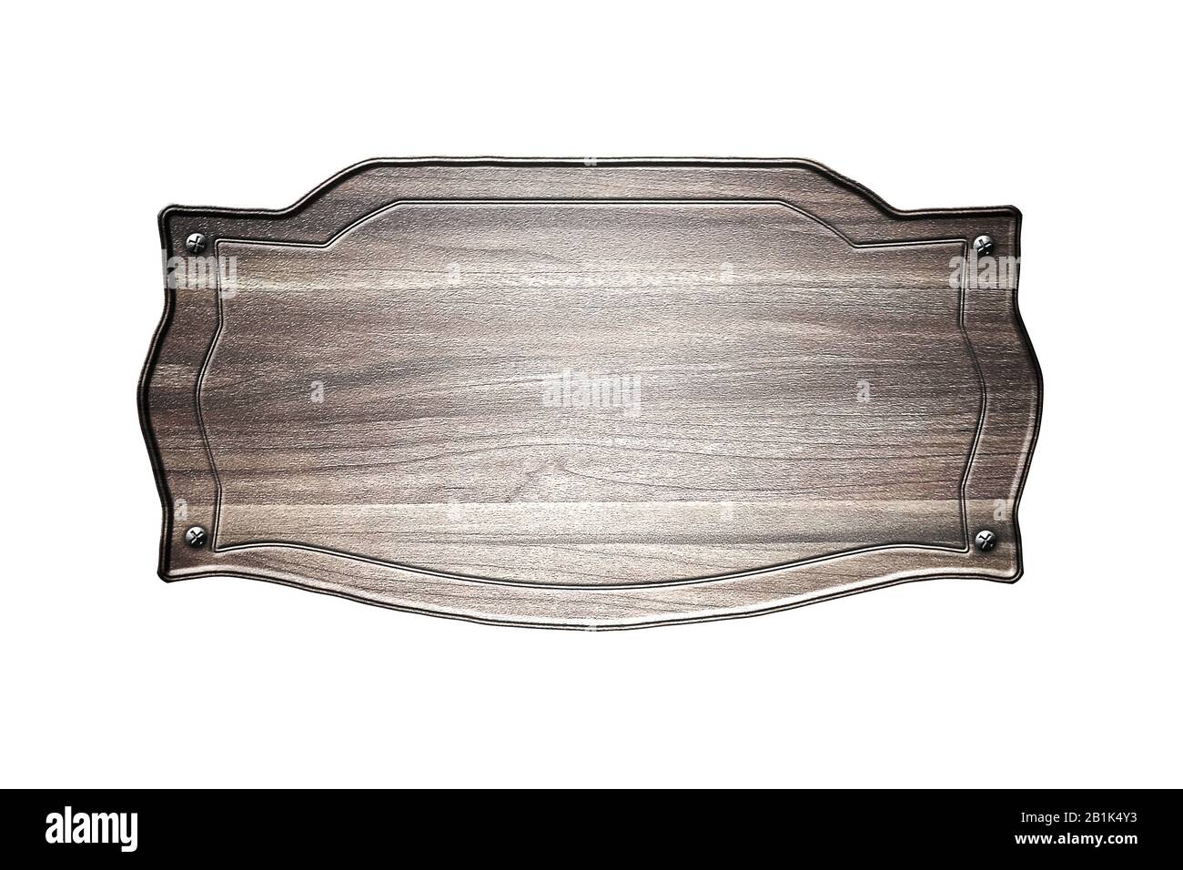 old wooden sign board on isolated white background. western style. 3d ...