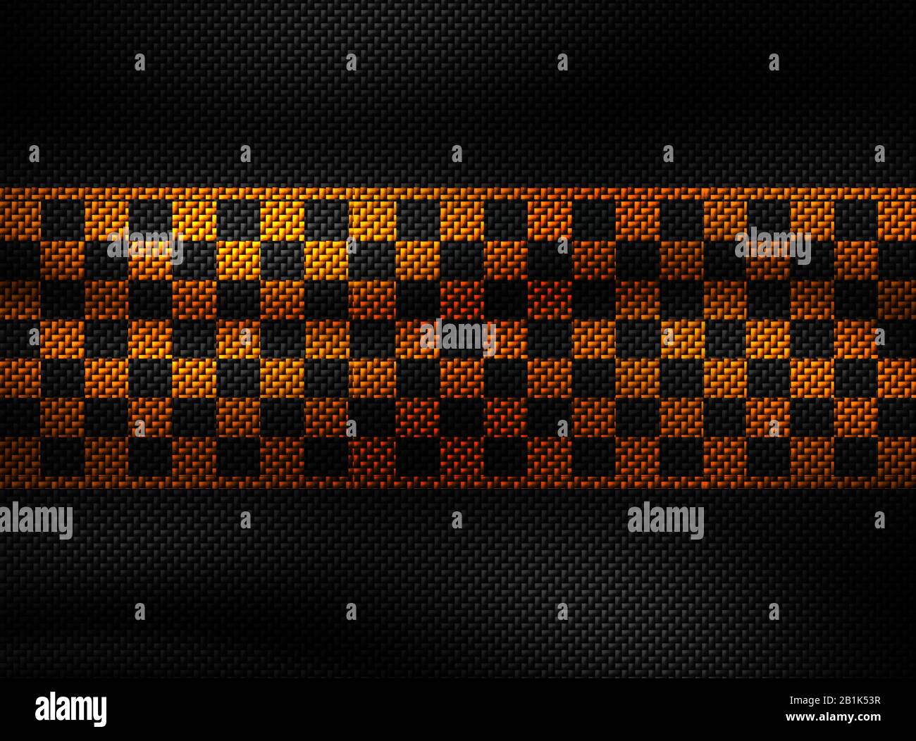 orange and black carbon fiber background. checkered pattern. 3d ...