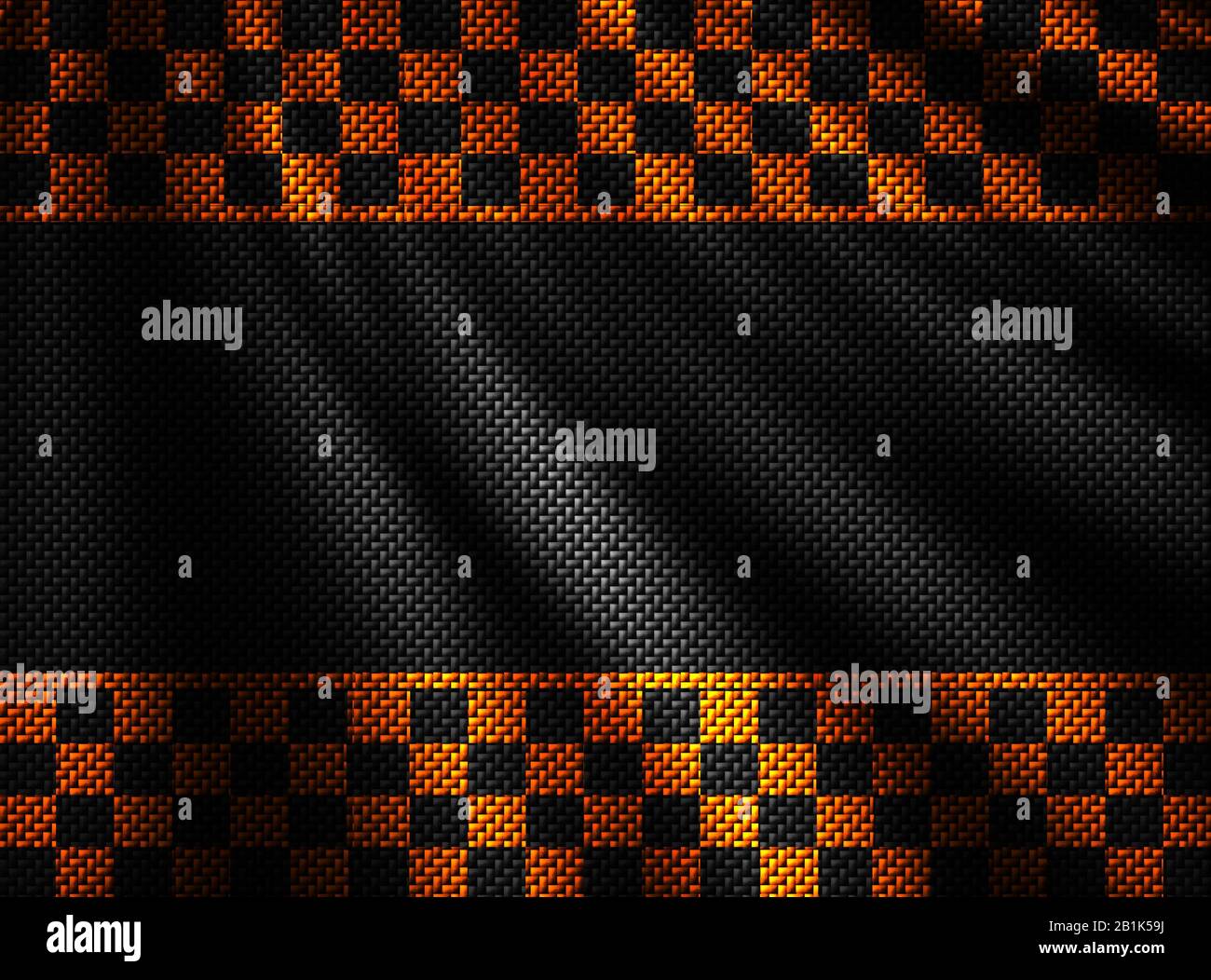 orange and black carbon fiber background. checkered pattern. 3d ...