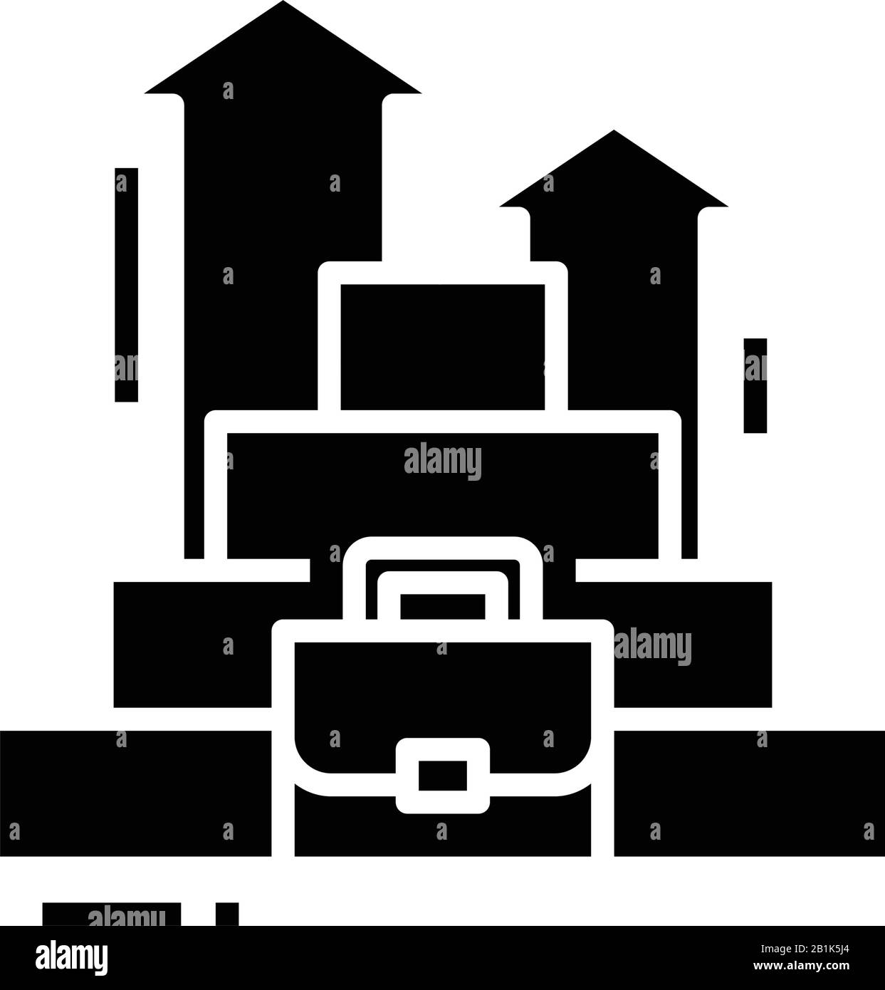 Career rising black icon, concept illustration, vector flat symbol ...
