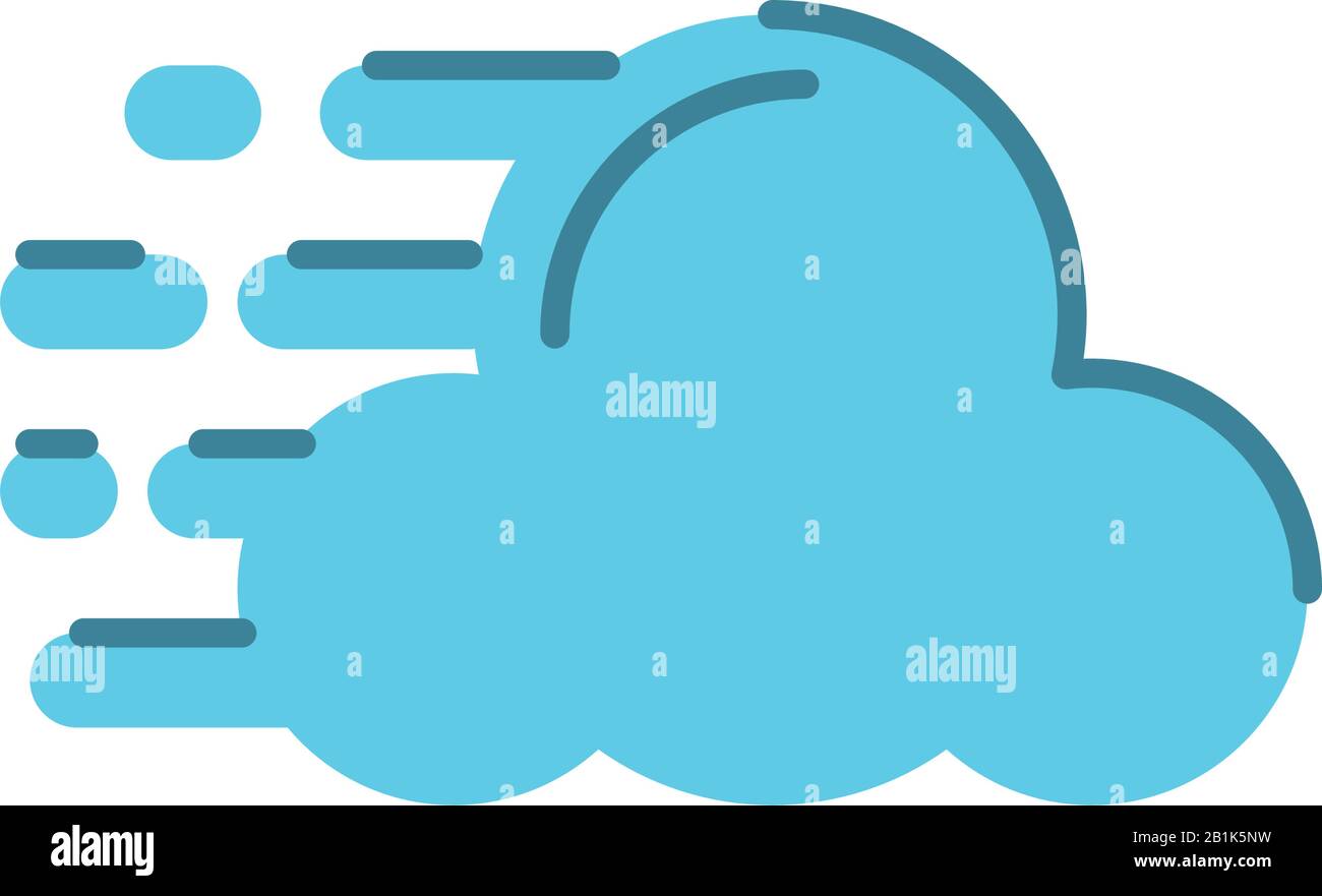 windy cloud icon over white background, flat style, vector illustration ...