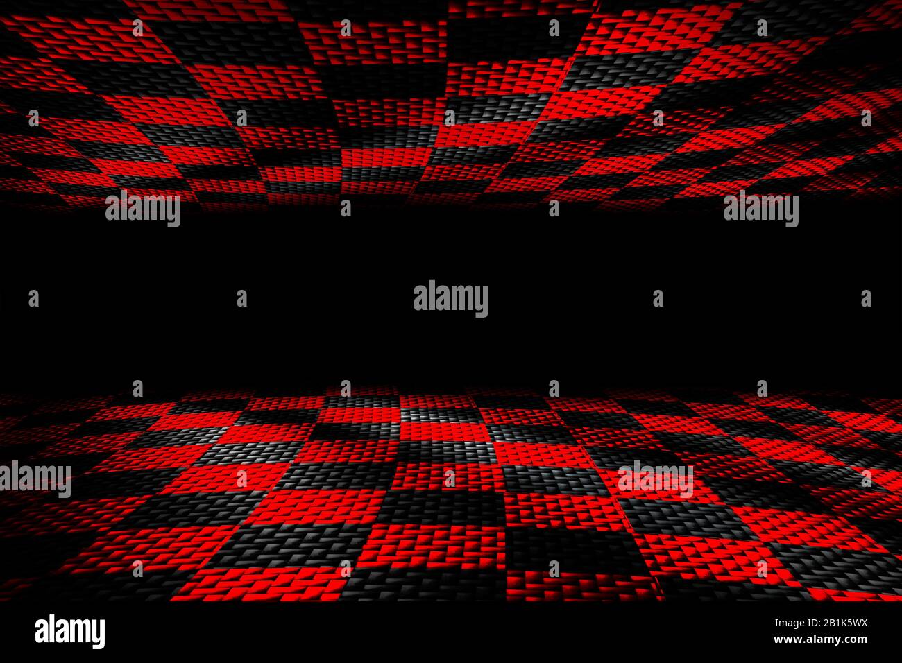 red and black carbon fiber background. checkered pattern. 3d ...