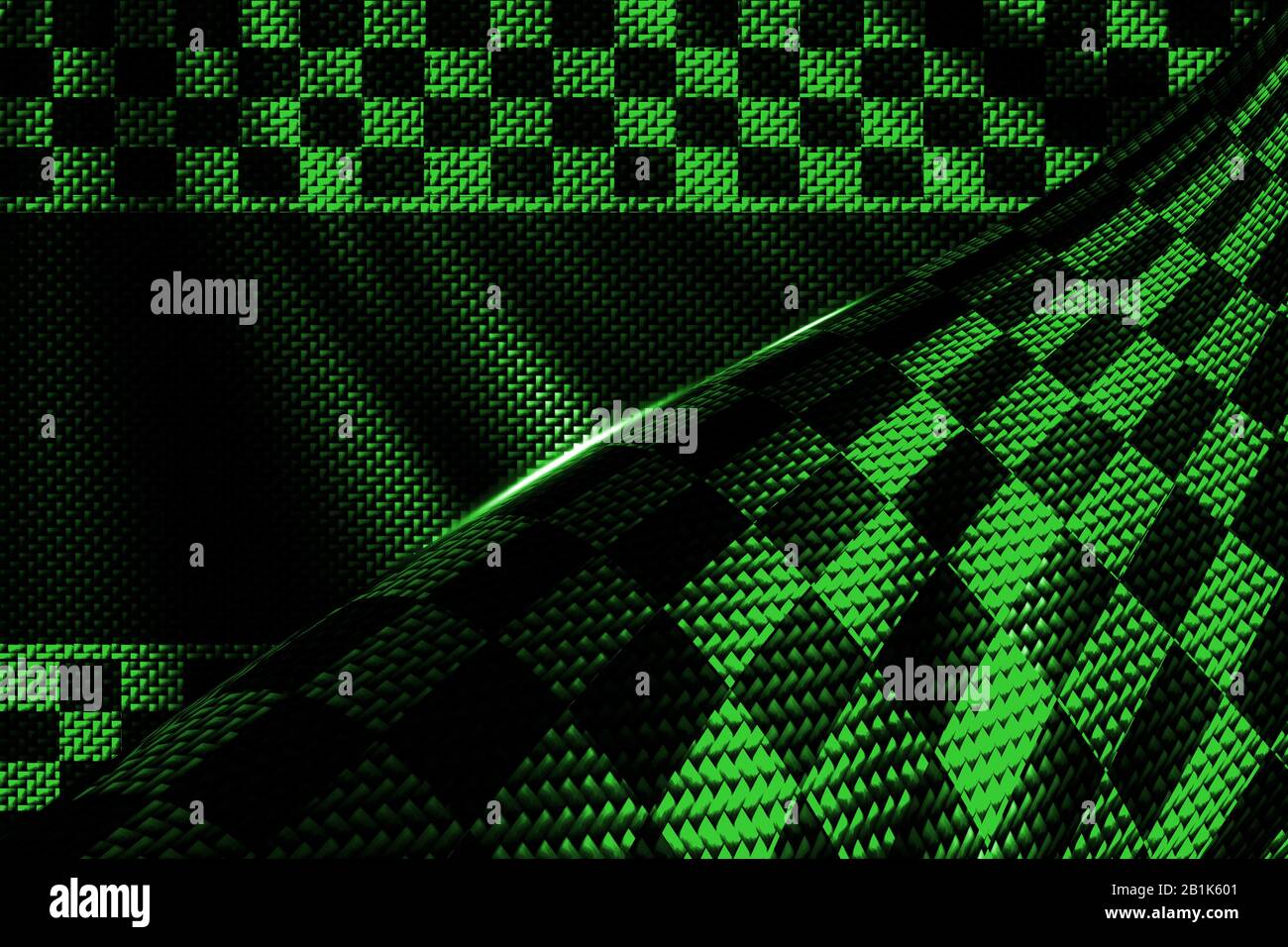 green and black carbon fiber background. checkered pattern. 3d ...