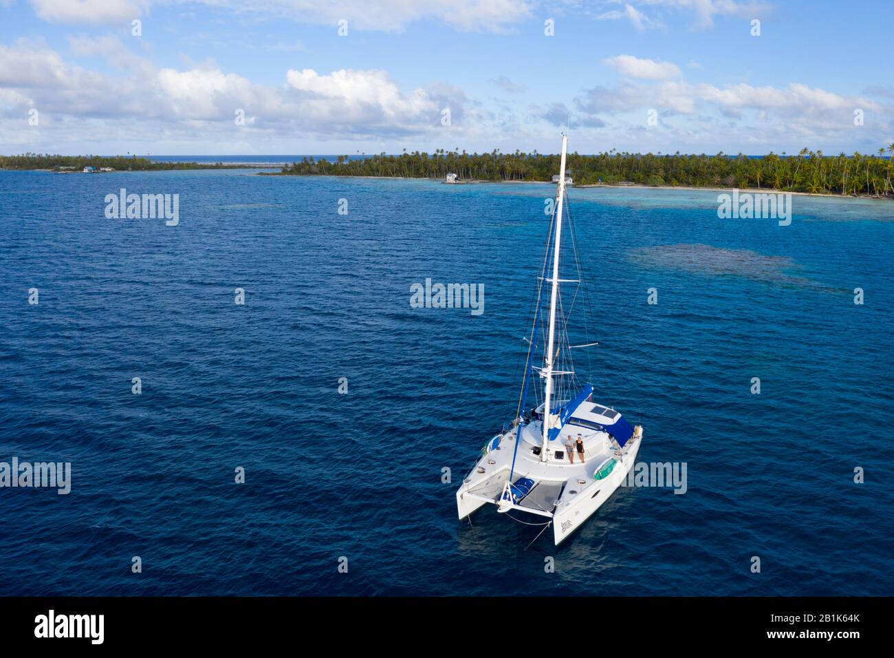 Catamaran at Ahe Atoll, Tuamotu Archipel, French Polynesia Stock Photo ...