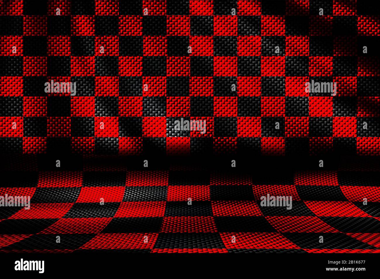 red and black carbon fiber background. checkered pattern. 3d ...