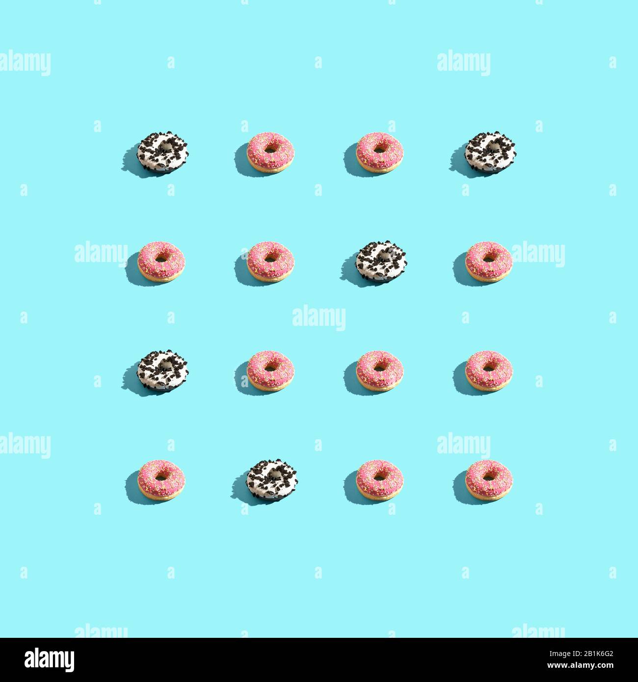 doughnut variation block. Bright color. Tasty unhealthy food Stock ...