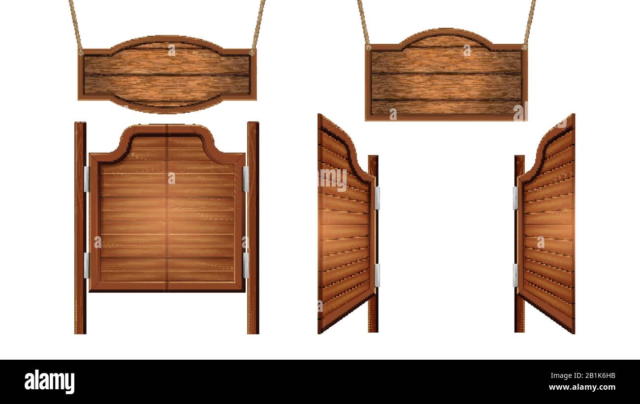 Vintage Saloon Nameplates And Doors Set Vector Stock Vector Image & Art ...