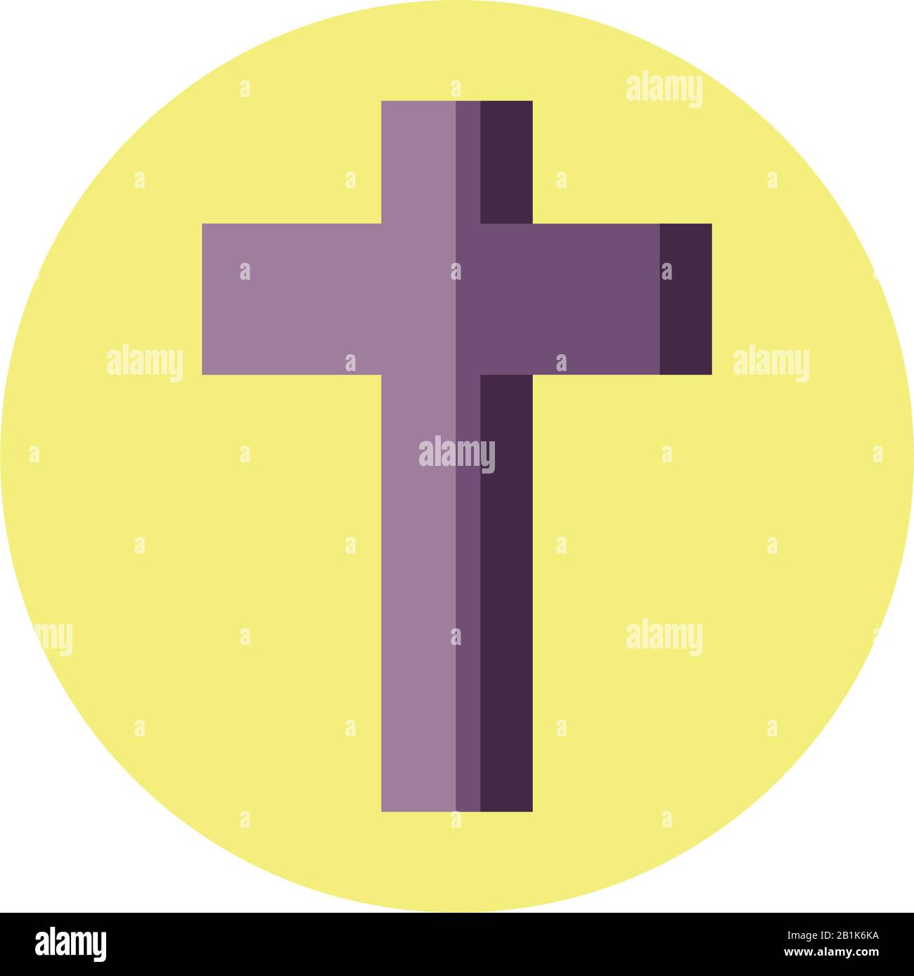 catholic cross icon over white background, block style icon, vector ...