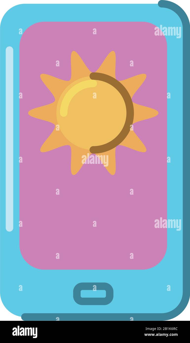 cellphone with sun icon over white background, flat style, vector ...