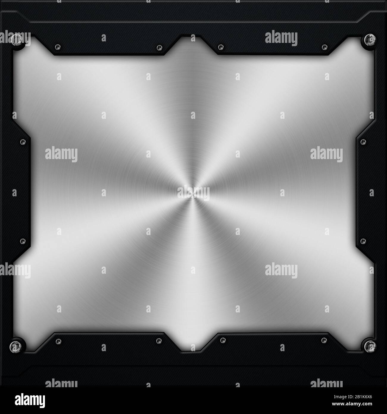 black and gray metal plate and carbon fiber in dark gray metal frame ...