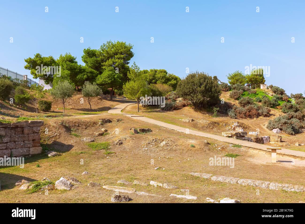 Athens, Greece remains of ancient Kerameikos Quarter, stone ruins ...