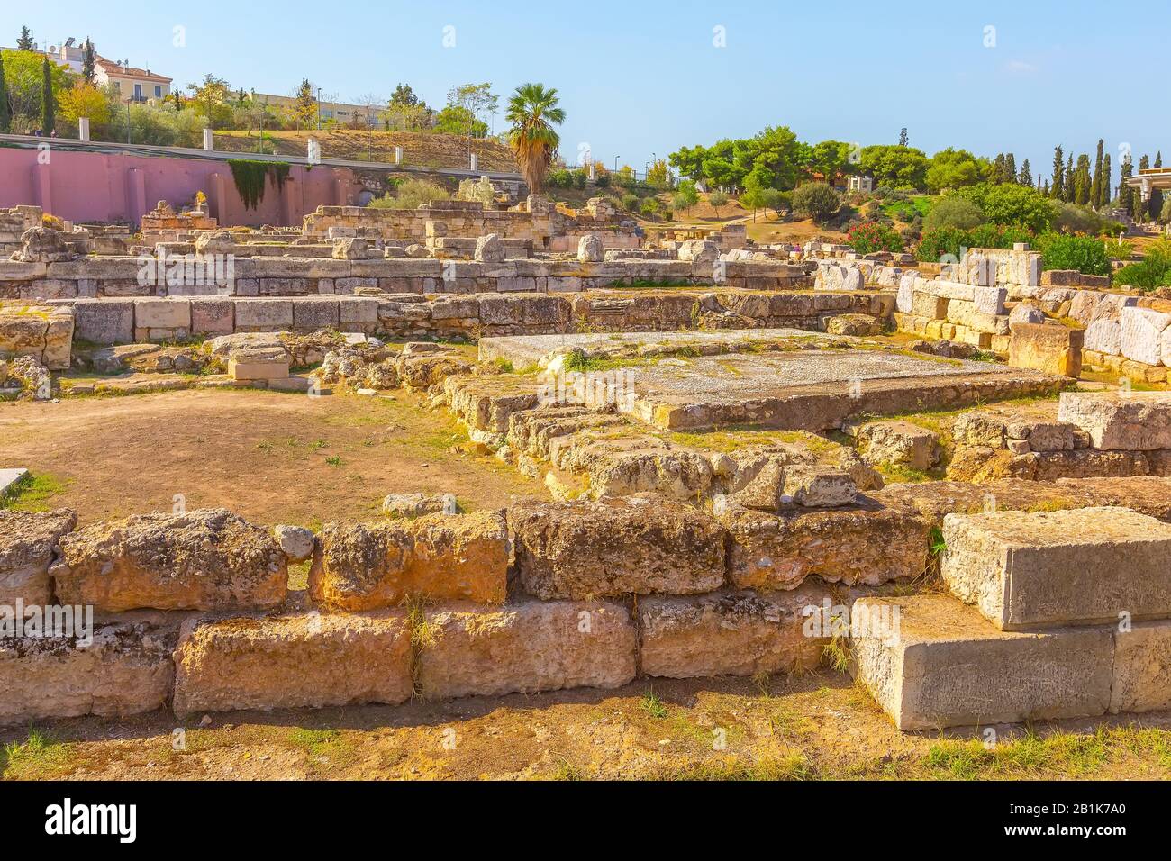 Athens, Greece remains of ancient Kerameikos Quarter, stone ruins Stock ...