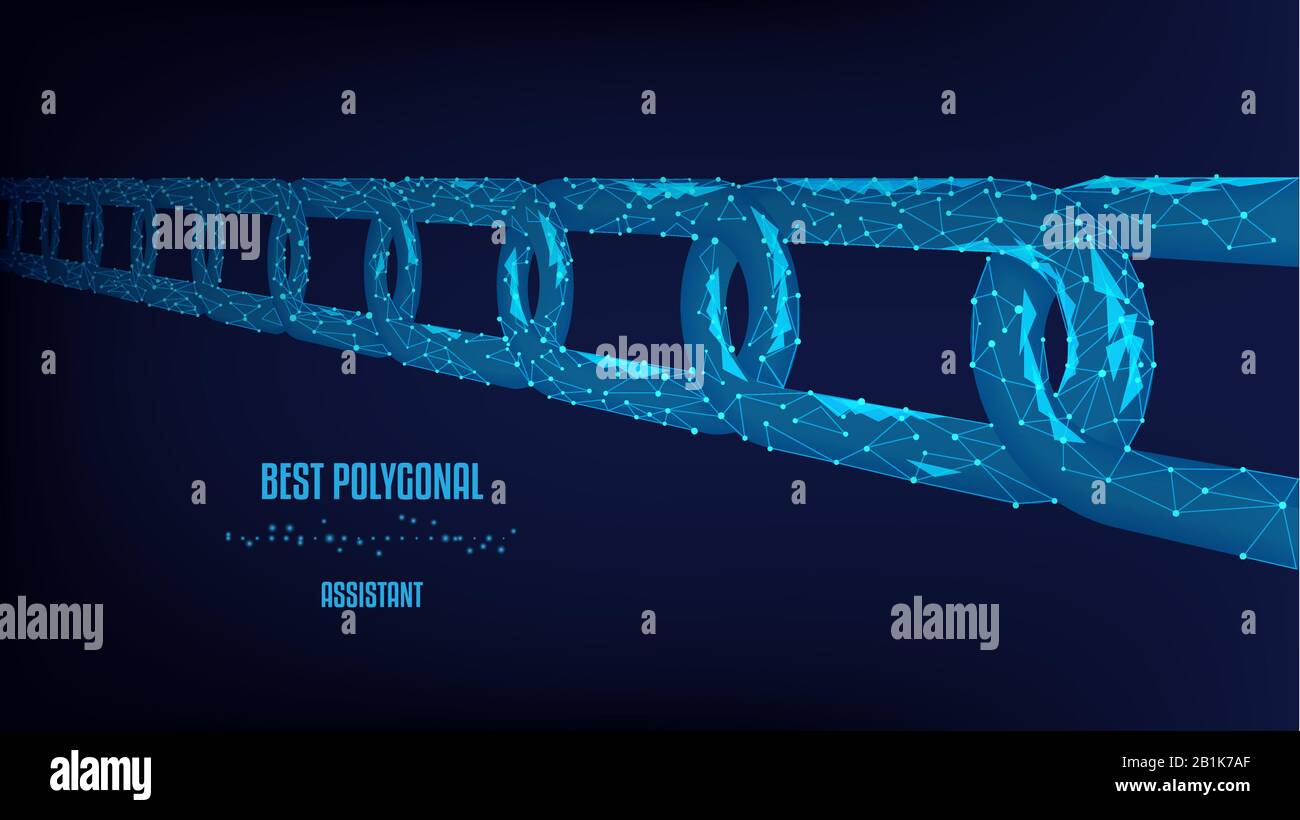Chain in perspective, chain links, from triangles and luminous points ...