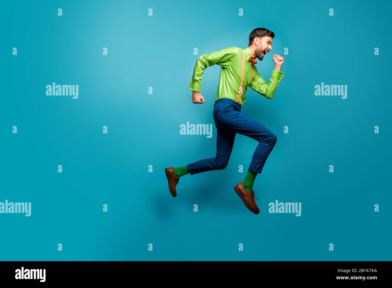 Full length body size view of nice attractive crazy energetic ...