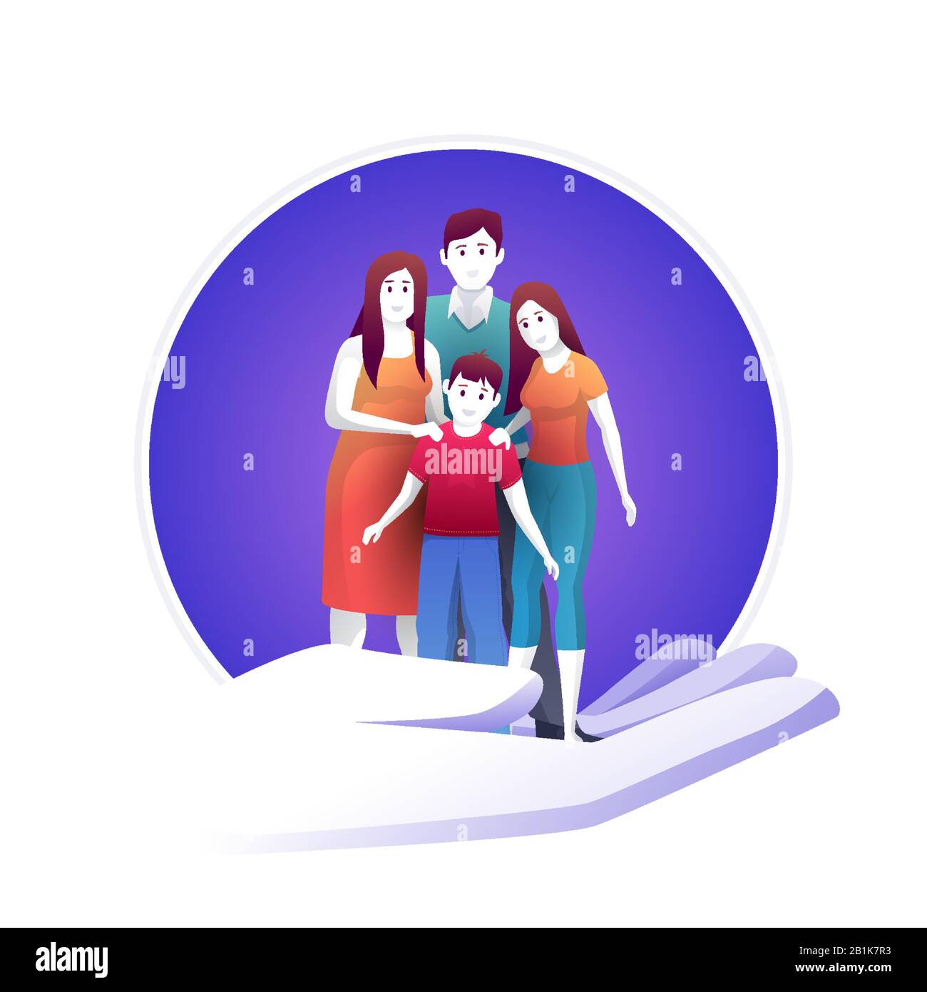 Family insurance serves family. Happy family are standing pose on the ...