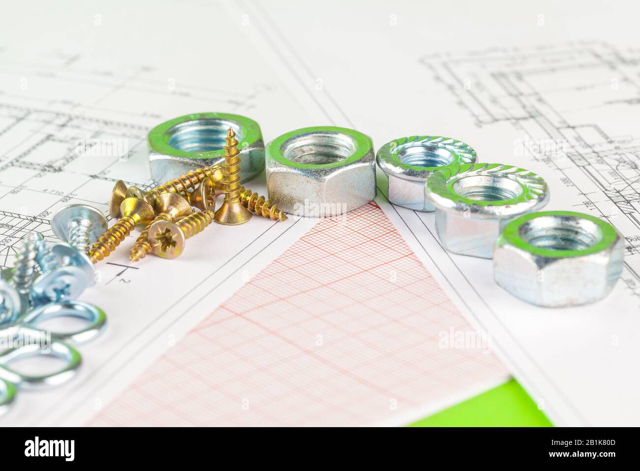 Technical drawings of bolt and nut. Engineering, technology and ...