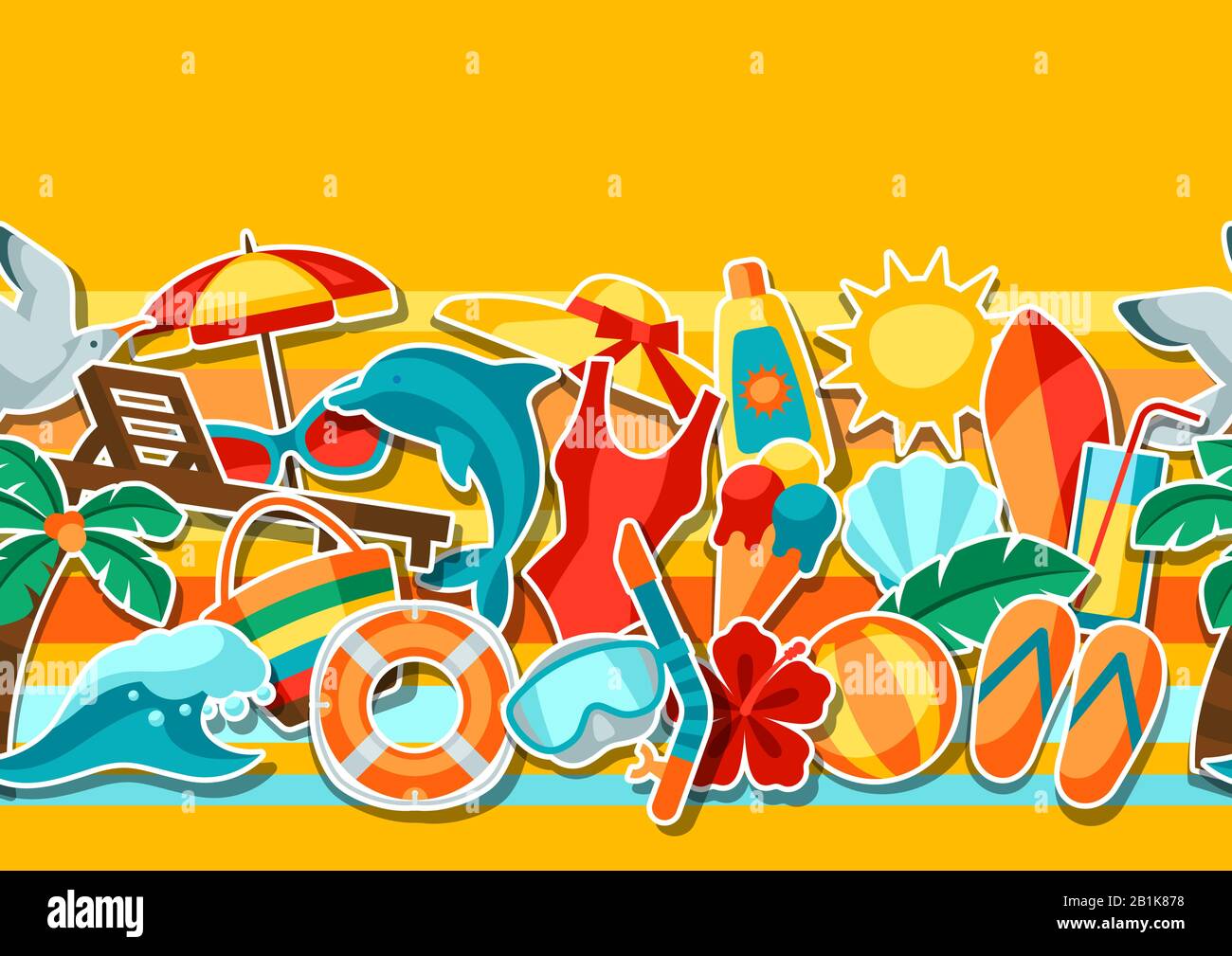 Seamless pattern with summer and beach objects Stock Vector Image & Art ...