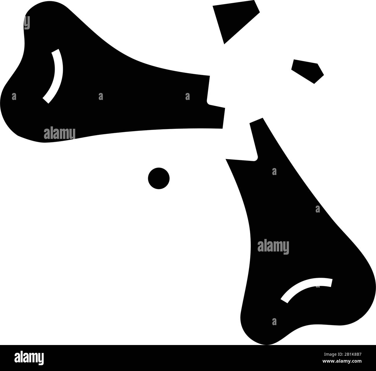 Broken bone black icon, concept illustration, vector flat symbol, glyph ...