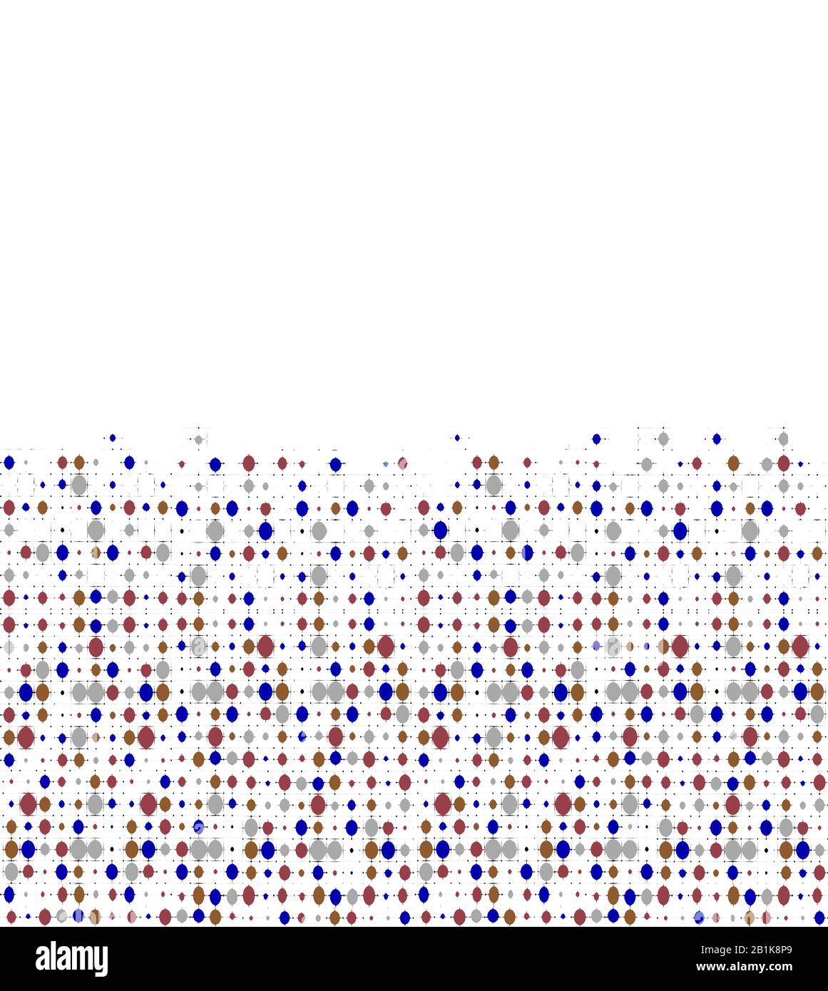 Lines and dots motif matrix patterned design in mixed colors over white ...