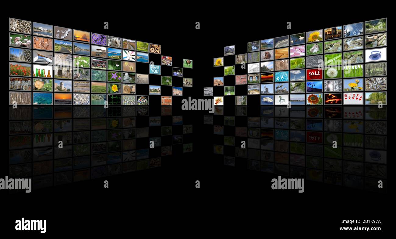 Multimedia, television and internet concept illustration, tv news ...