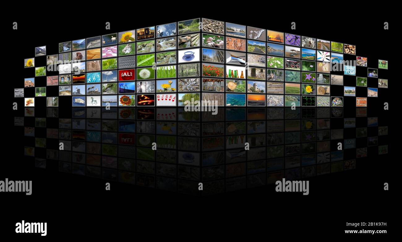 Multimedia, television and internet concept illustration, tv news ...