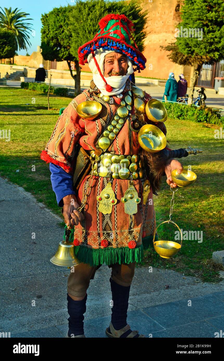 Rabat, Morocco - November 18th 2014: Unidentified water carrier named ...