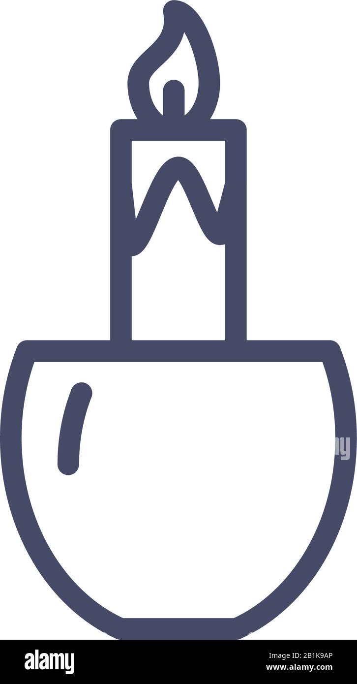 candle icon over white background, line style icon, vector illustration ...