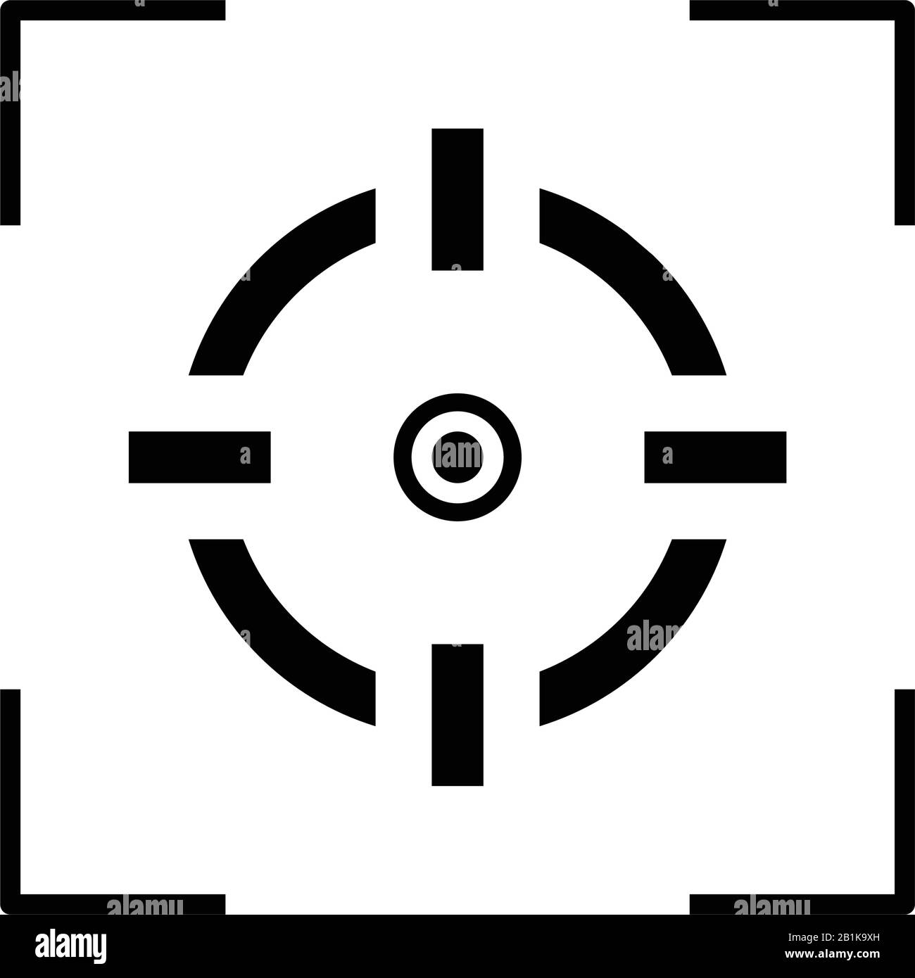 Central aim black icon, concept illustration, vector flat symbol, glyph ...