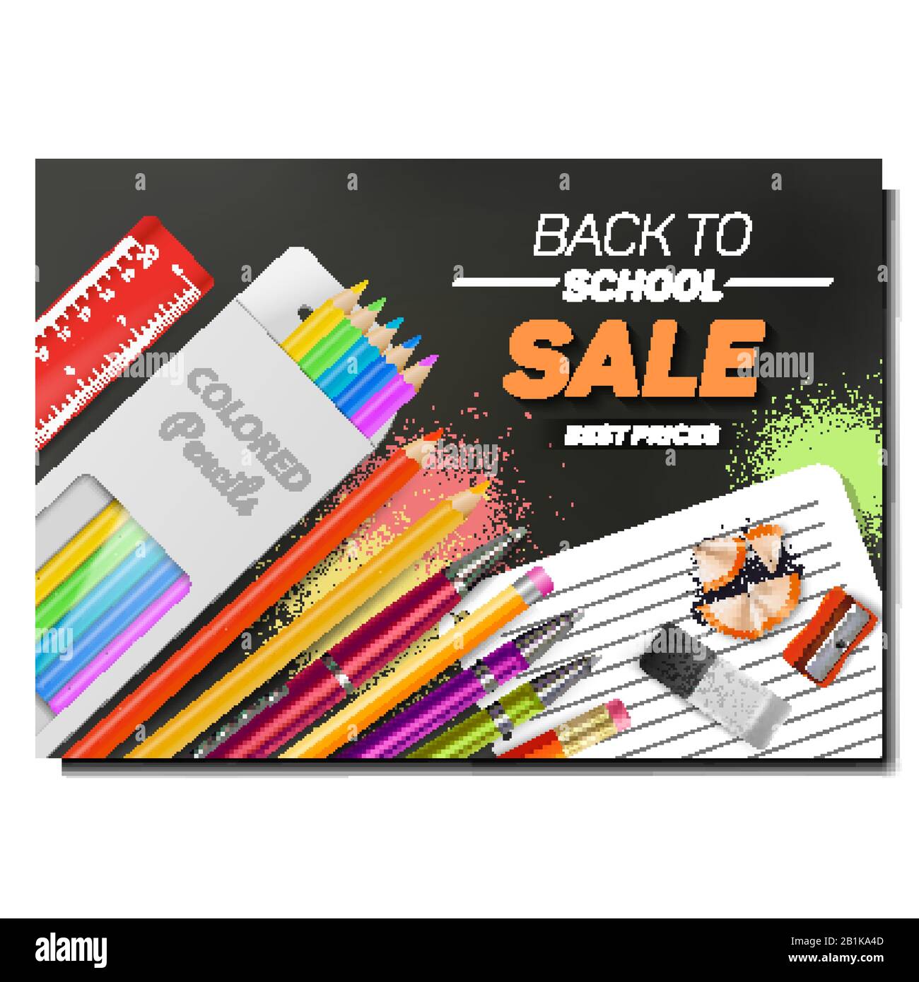 School Tools Sale Creative Advertise Poster Vector Stock Vector Image ...