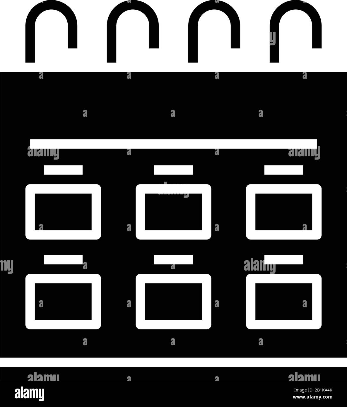 Calendar plans black icon, concept illustration, vector flat symbol ...