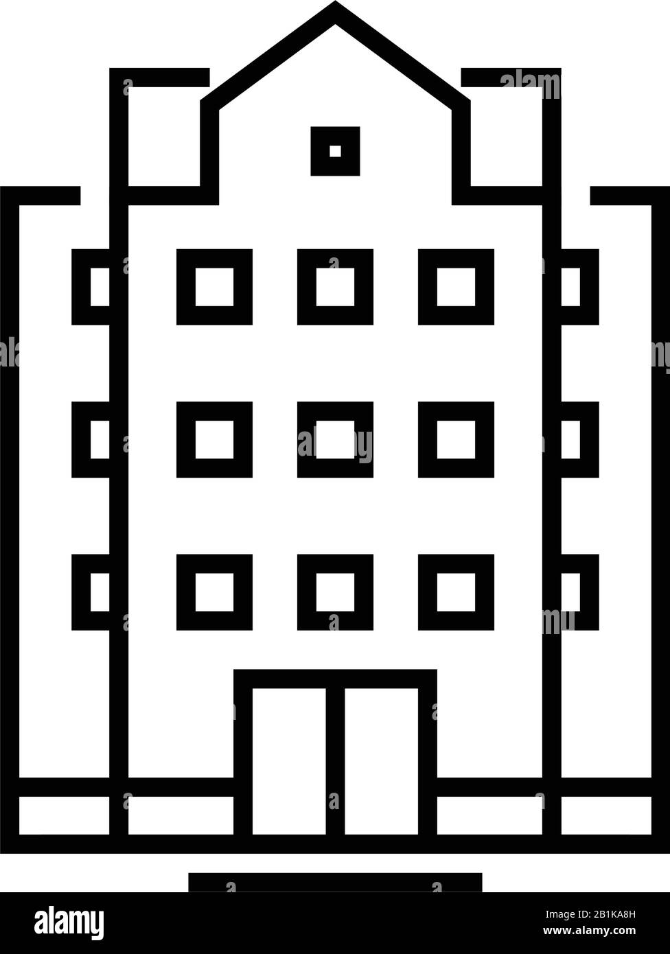 High building line icon, concept sign, outline vector illustration ...