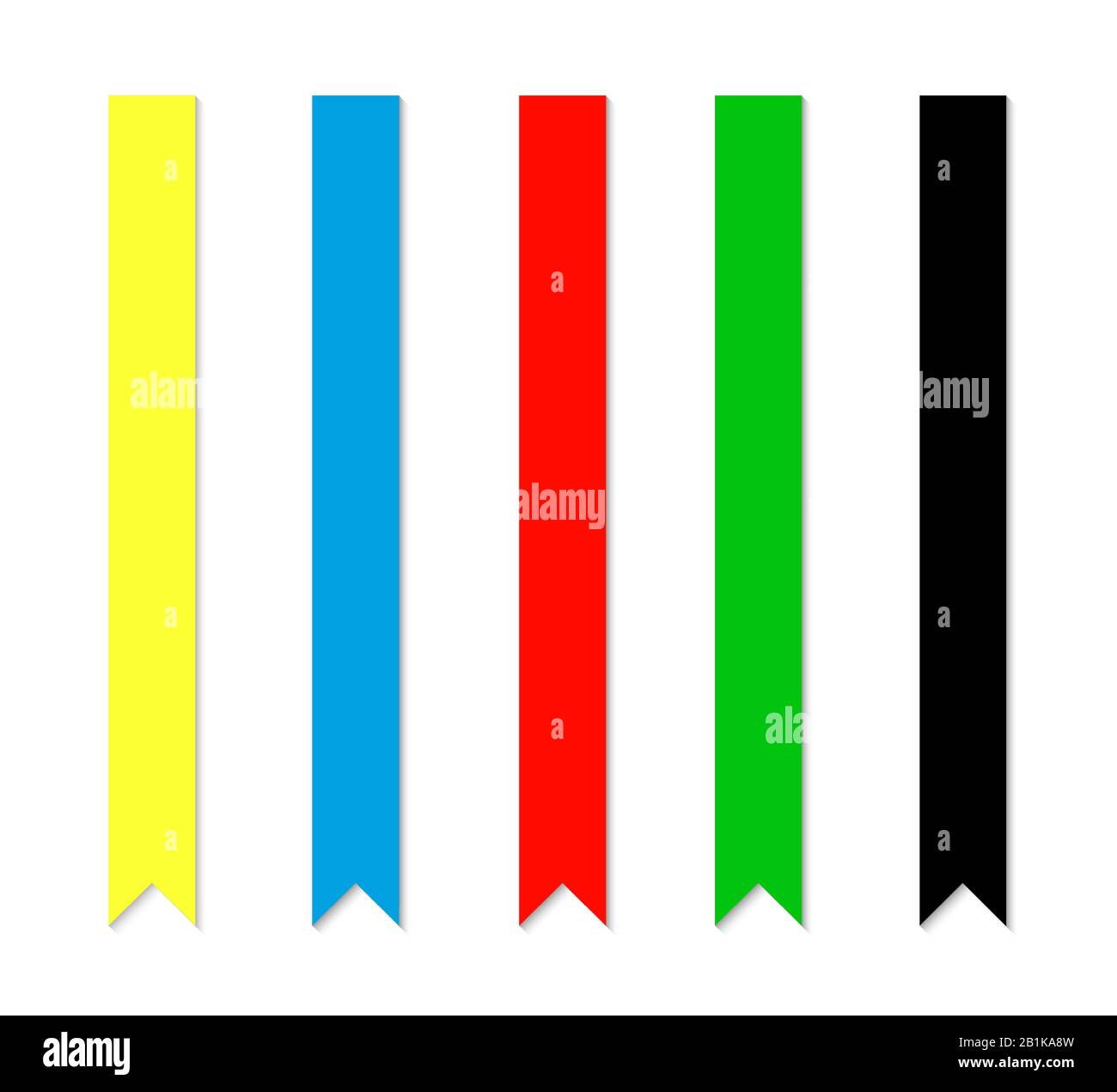 Set of Decorative ribbons. Yellow, blue, red, green and black ribbons ...