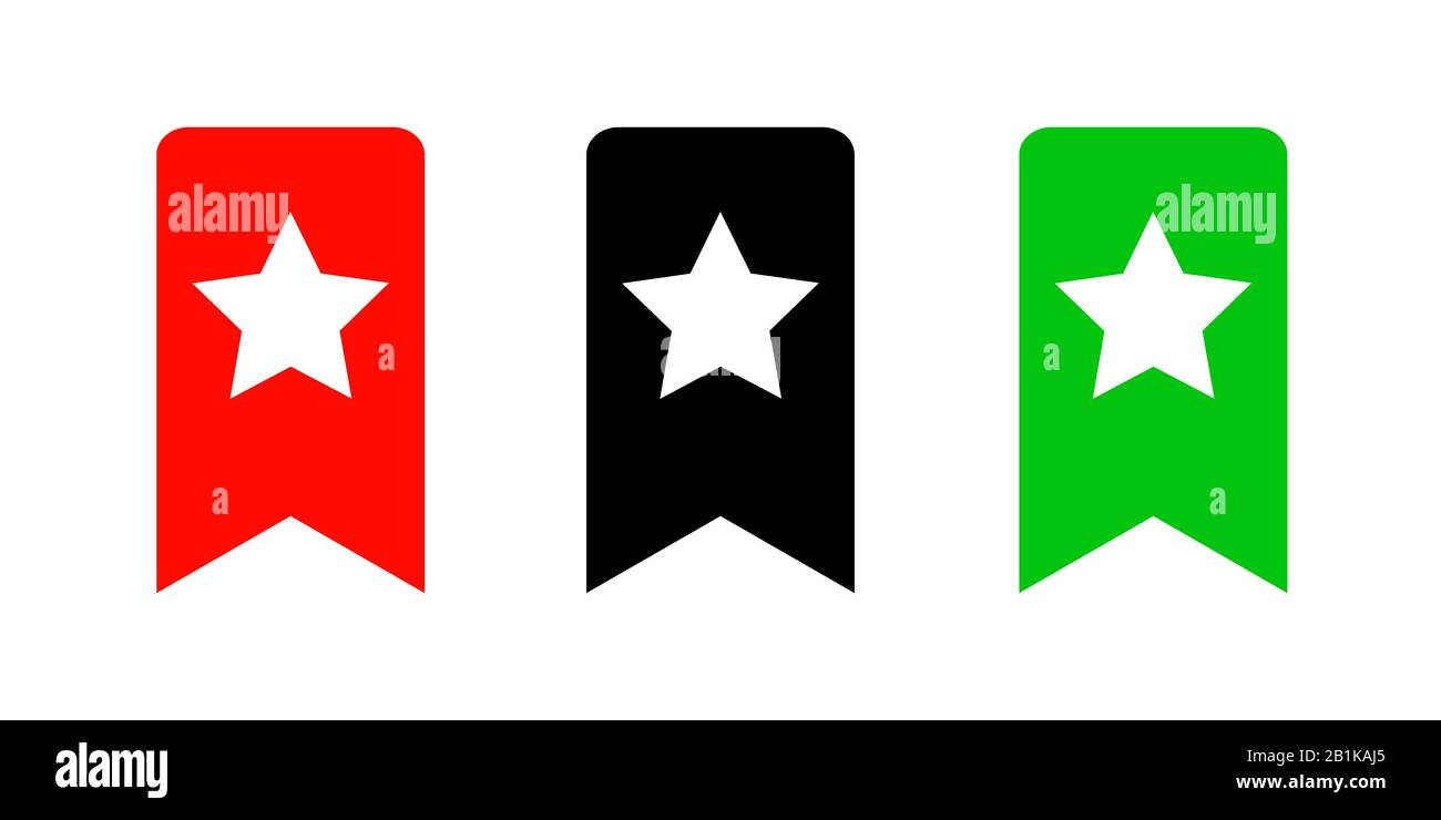 Bookmark Icon. Red, black and green Bookmark Icons isolated on white ...