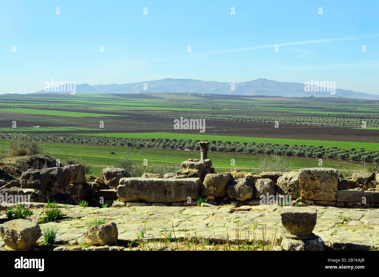 Morocco, rural area around Unesco world heritage site of ancient Roman ...