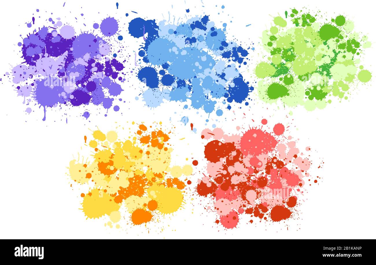 Background design with watercolor splash in five colors on white ...