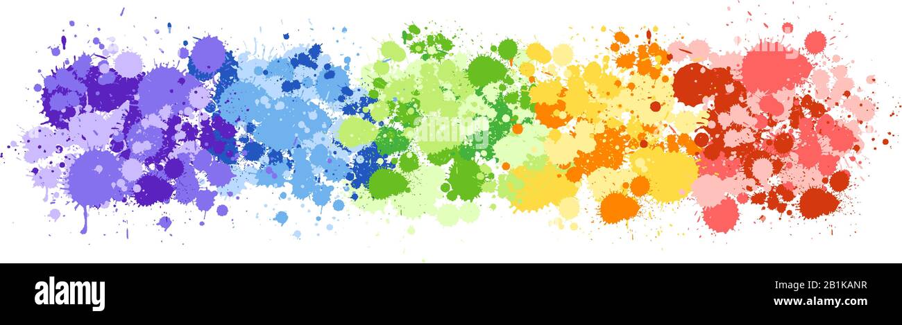 Background design with watercolor splash in five colors on white ...