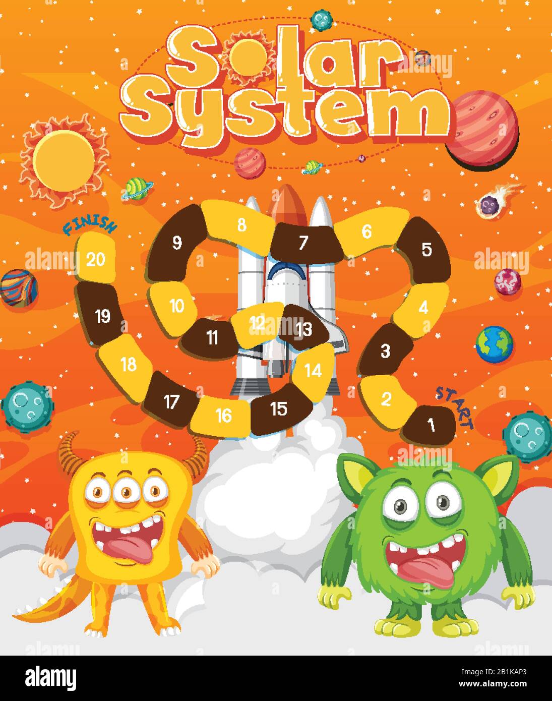 Game template with aliens in the space background illustration Stock ...