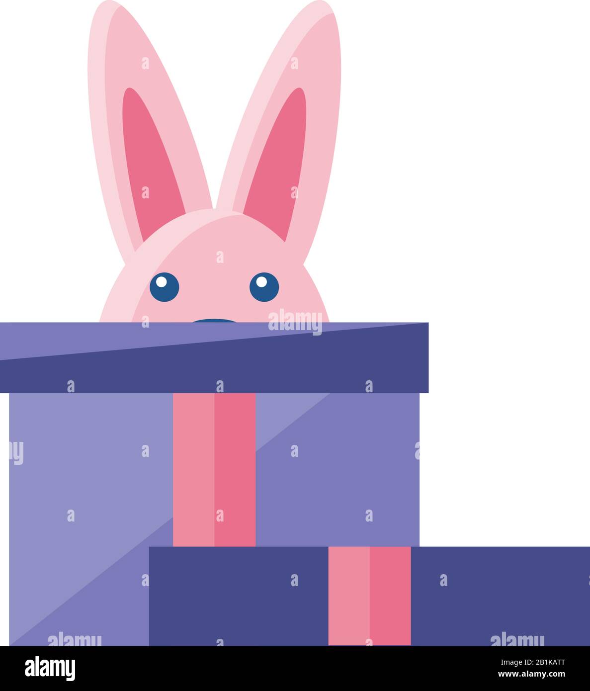 gift box with cute rabbit icon over white background, colorful and flat ...